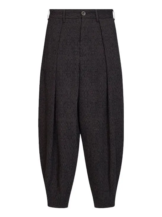 UMA WANG Pleated Trousers With Belt Loops And Patch Pockets - Brown
