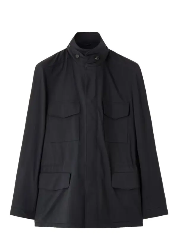 Loro Piana Traveler Field Jacket With Stowaway Hood - Navy Blue