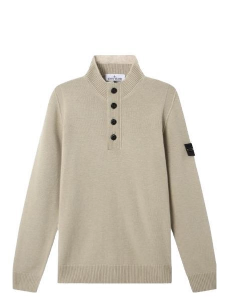 Stone Island Regular-fit Half-zip Jumper With Button Placket - Sand-colored