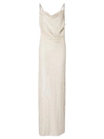 Coperni Draped Open-back Sequined Maxi Dress - Beige