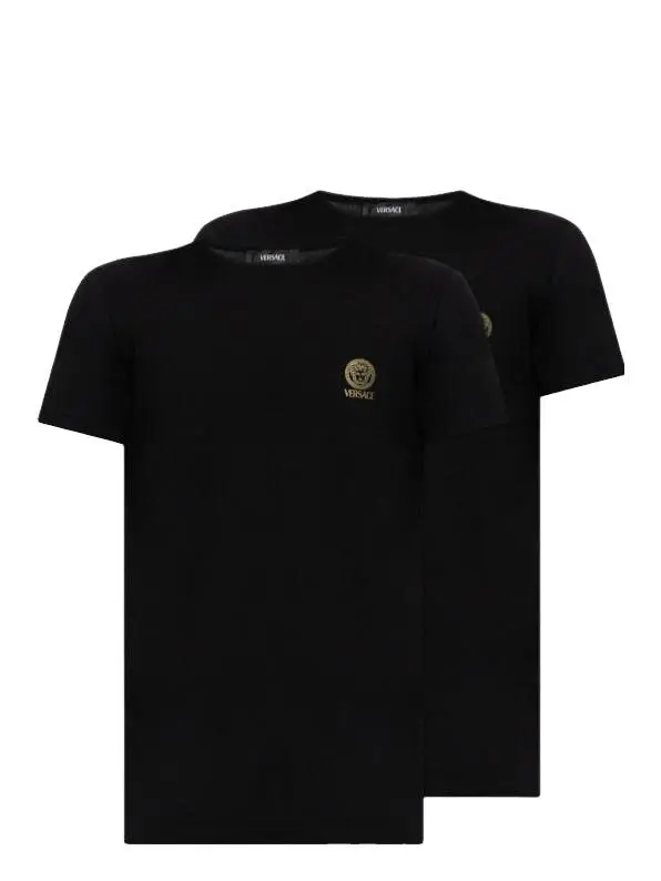 Versace Logo-printed Two-pack T-shirts - Black