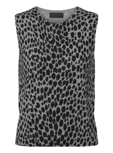NILI LOTAN Nessa Leopard-print Cashmere Top - Grey
