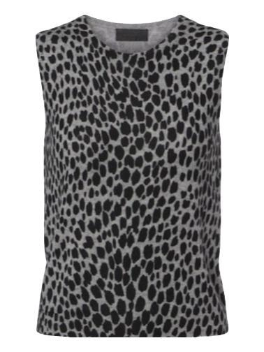 NILI LOTAN Nessa Leopard-print Cashmere Top - Grey