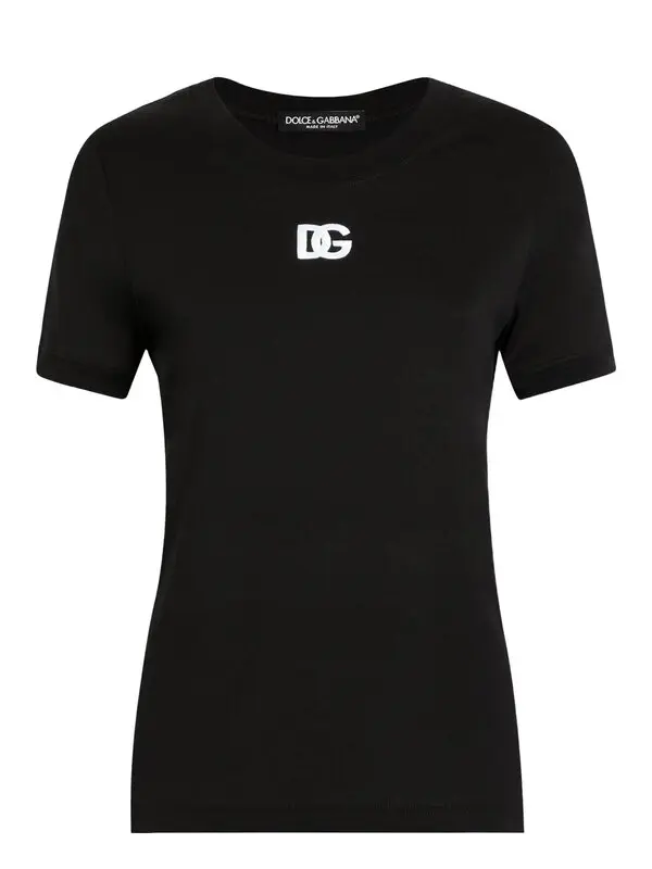 Dolce & Gabbana Dg Logo-embroidered Jersey T-shirt - Black