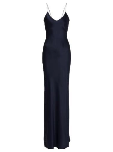 NILI LOTAN Cami Silk Satin Slip Dress - Blue
