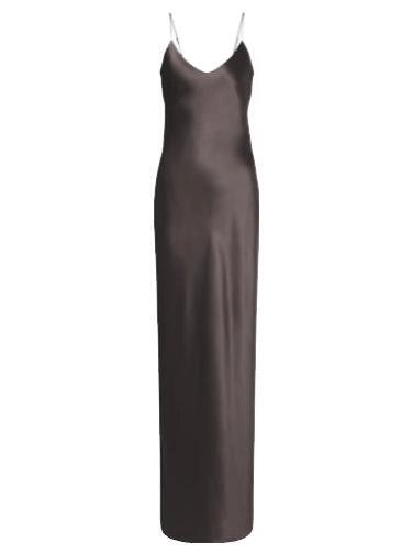 NILI LOTAN Silk Satin Cami Slip Dress - Gray