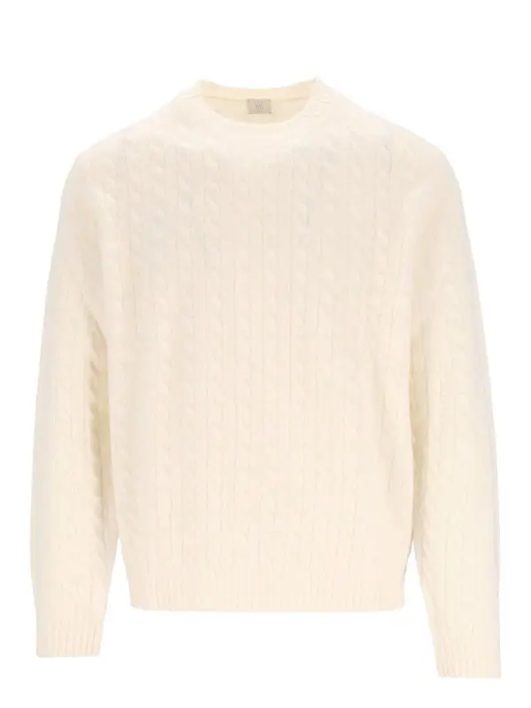 Eleventy Cable-knit Crew Neck Sweater - White