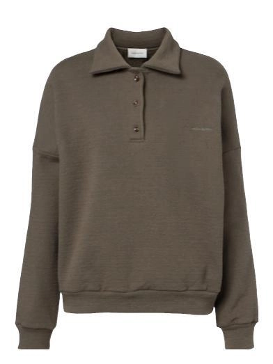 Magda Butrym Cotton-blend Fleece Polo Sweater - Grey