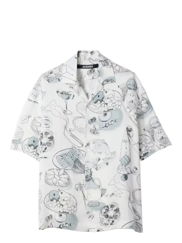 Jacquemus The Cocktail Short Sleeved Shirt - Off-white/black