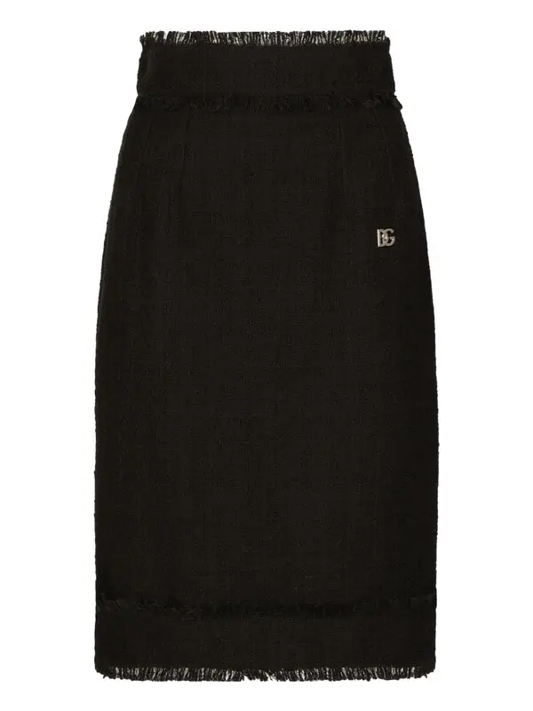 Dolce & Gabbana Tweed Midi Skirt - Black