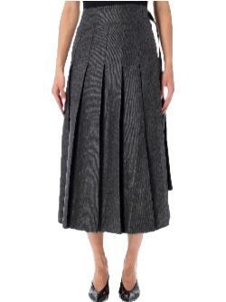 RÓHE Pleated Wrap Midi Skirt - Black