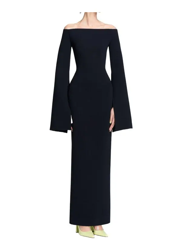 Solace Off-the-shoulder Maxi Dress With Slit Sleeves - Black
