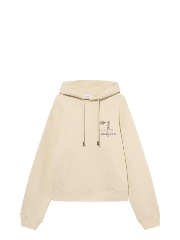 Off-White Long Sleeve Hooded Sweatshirt - No