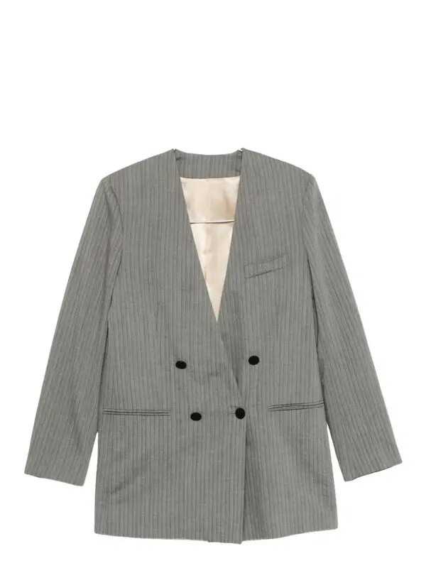 Alberta Ferretti Double-breasted Pinstriped Blazer - Grey