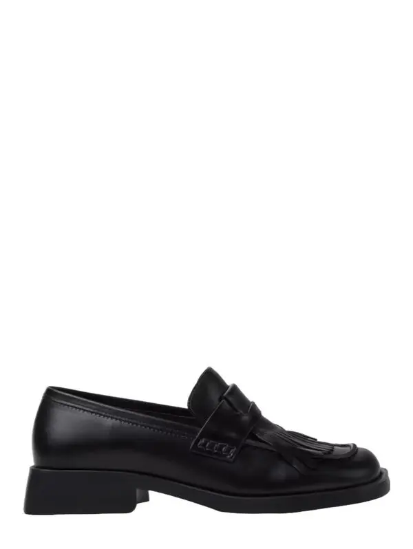 Camper Leather Moccasins With Fringed Detail - Black