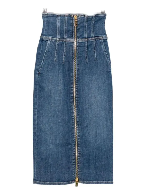 Elisabetta Franchi High-waisted Zip-fastening Pencil Midi Skirt - Blue