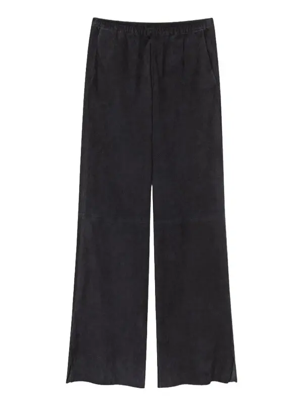 FORTE_FORTE Suede Wide Leg Trousers - Black