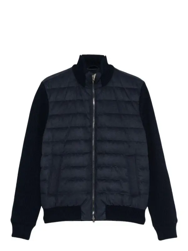 Herno Long Sleeve Zip Up Quilted Jacket - Blue