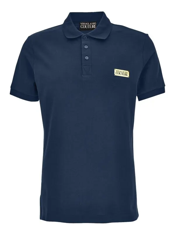Versace Appliqu Polo Shirt - Blue