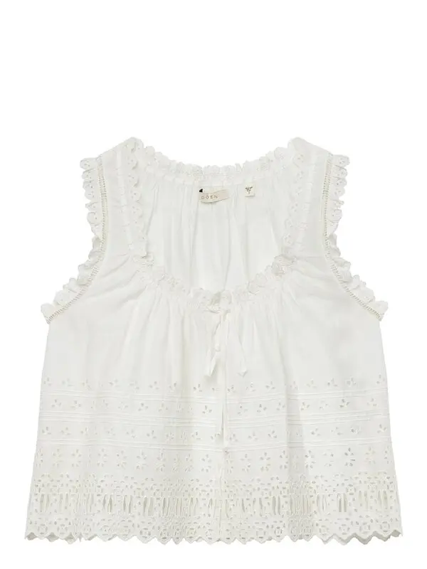DÔEN Toussine Eyelet Cotton Top - Salt