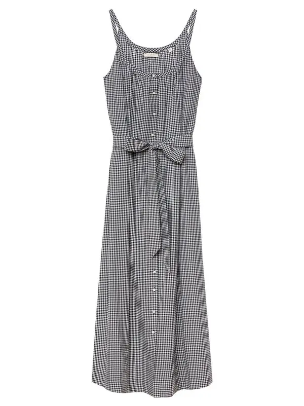 DÔEN The Nevita Gingham Organic Cotton Voile Maxi Dress - Noir