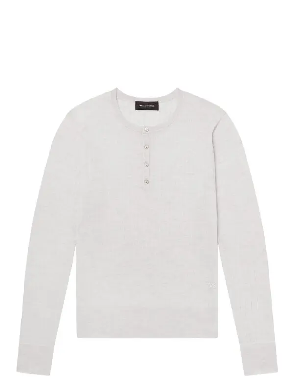WALES BONNER Nile Ribbed Wool Henley T-shirt - Neutrals