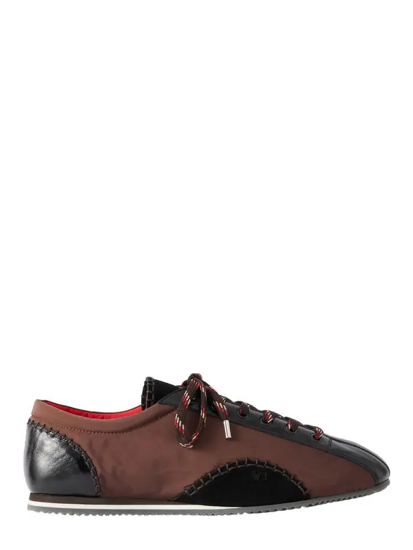 WALES BONNER Paris Trainer Leather-trimmed Shell Sneakers - Brown