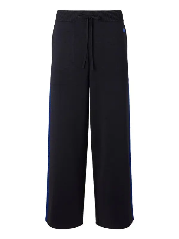 WALES BONNER Straight-leg Logo-embroidered Knitted Drawstring Sweatpants - Blue