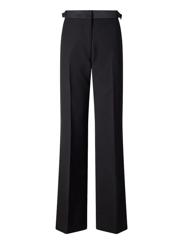 WALES BONNER Wool-twill Flared Pants With Satin Trim - Black