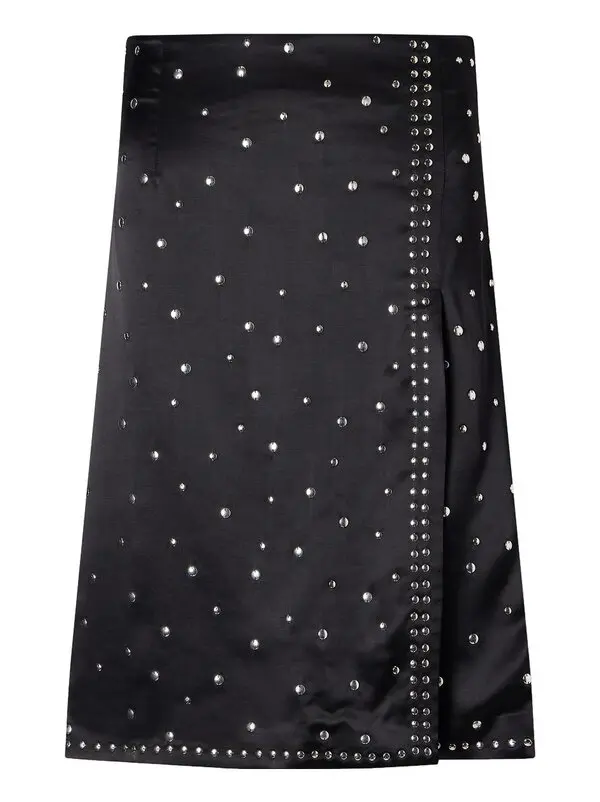 WALES BONNER Embellished Satin Midi Skirt - Black