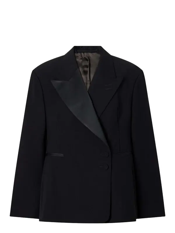 WALES BONNER Gallery Satin-trimmed Wool-twill Jacket - Black