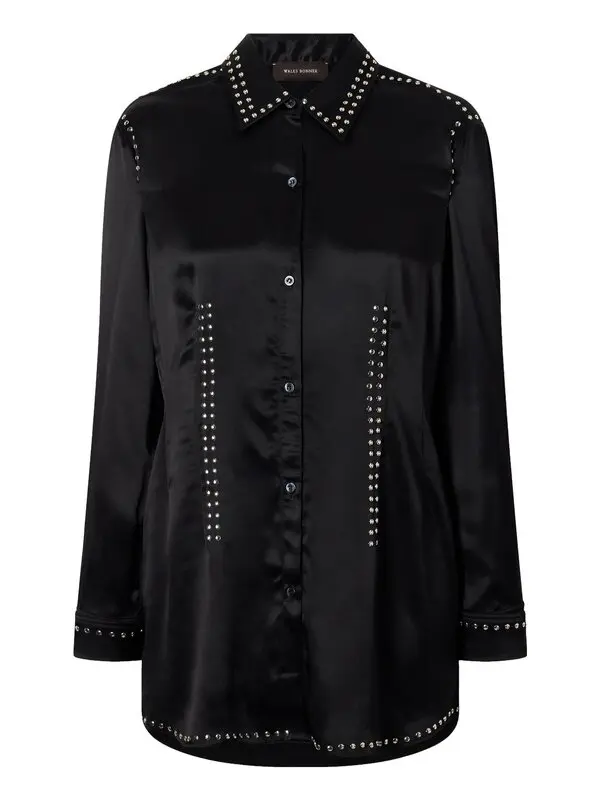 WALES BONNER Mystic Studded Satin Shirt - Black