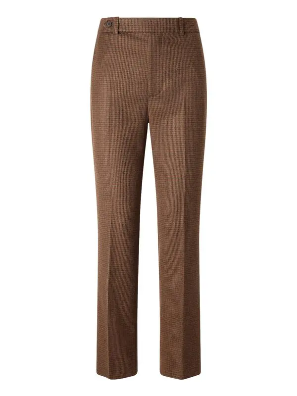 Polo Ralph Lauren Houndstooth Cotton-blend Cropped Trousers - Brown