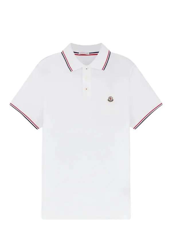 Moncler Cotton Polo Shirt With Logo Patch - White
