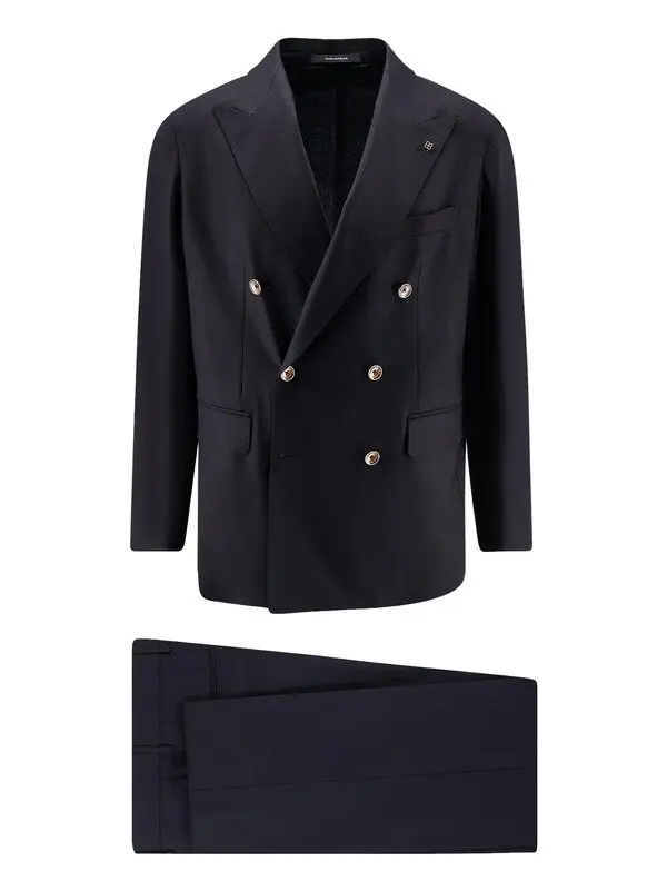 Tagliatore Doublebreasted Stretch Virgin Wool Suit - Black