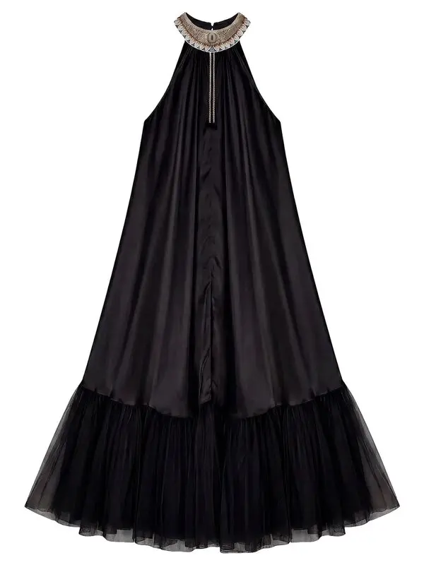 MES DEMOISELLES Yanis Draped Maxi Dress - Black