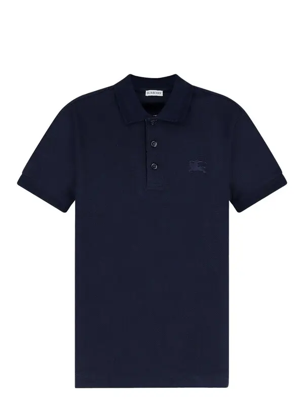 Burberry Cotton Polo Shirt With Embroidered Logo - Blue