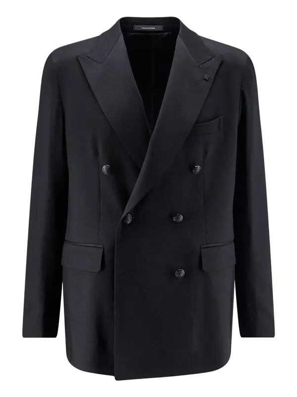 Tagliatore Doublebreasted Stretch Virgin Wool Blazer - Black