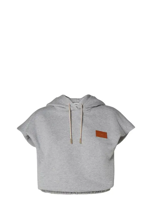Fendi Cropped Sleeveless Hooded Sweatshirt - Grey