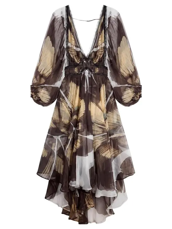 MES DEMOISELLES Pucha Viscose Allover Print Dress - Black