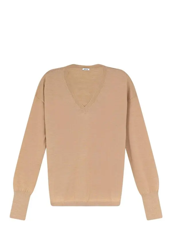 Aspesi V-neck Virgin Wool Sweater - Beige