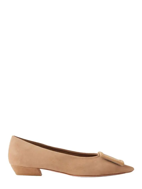 ROGER VIVIER Viv In The City Suede Flats - Tan