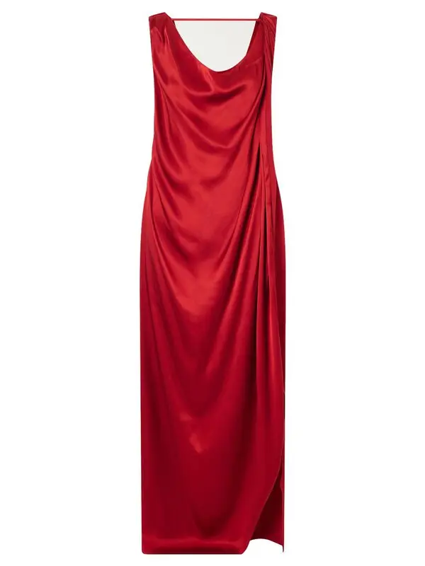 MAISON MARGIELA Draped Silk-blend Satin Maxi Gown - Red