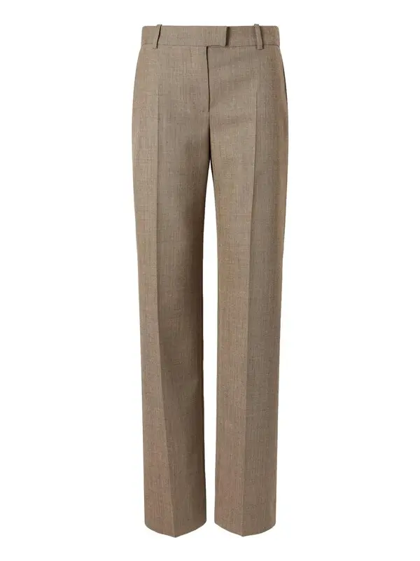 Alexander McQueen Pleated Wool-gabardine Straight-leg Pants - Gray