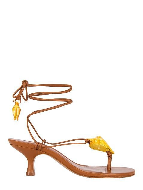 Farm Rio Shell Macrame Kitten Heel - Cuoio