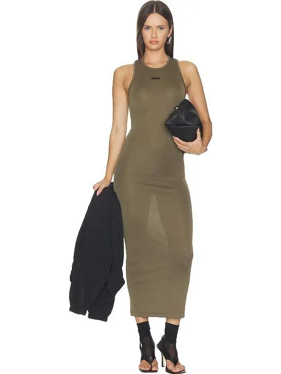 Fear Of God Soft Rib Racerback Dress - Moss