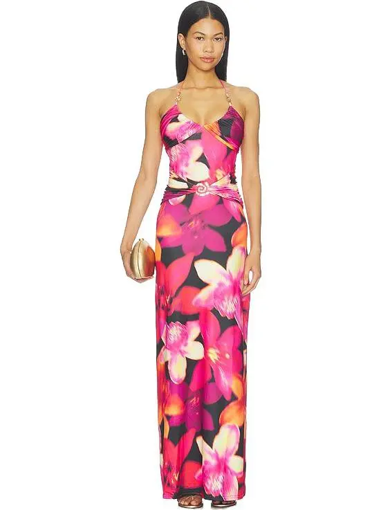 RUNAWAY THE LABEL Halterneck Maxi Dress - Skye Black