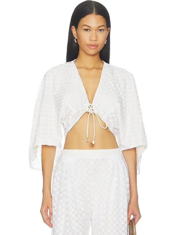 Azulu Elif Lace Cropped Top - White