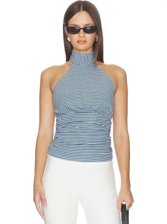ALL THE WAYS Sadie Halter Top - Navy Stripe