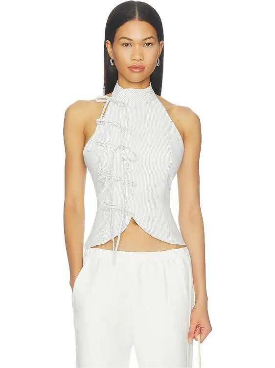 ALL THE WAYS Halter Top - Green Stripe